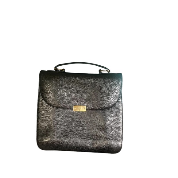 Mark Cross | Bags | Vintage Mark Cross Black Leather Handbag With Gold ...